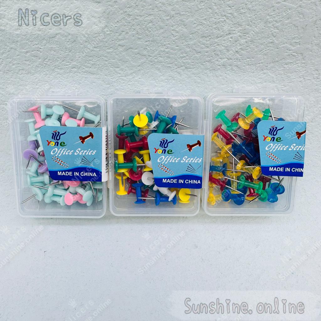 Colored Macaron Color Push Pins W/PP box Approx 40pcs office series ...