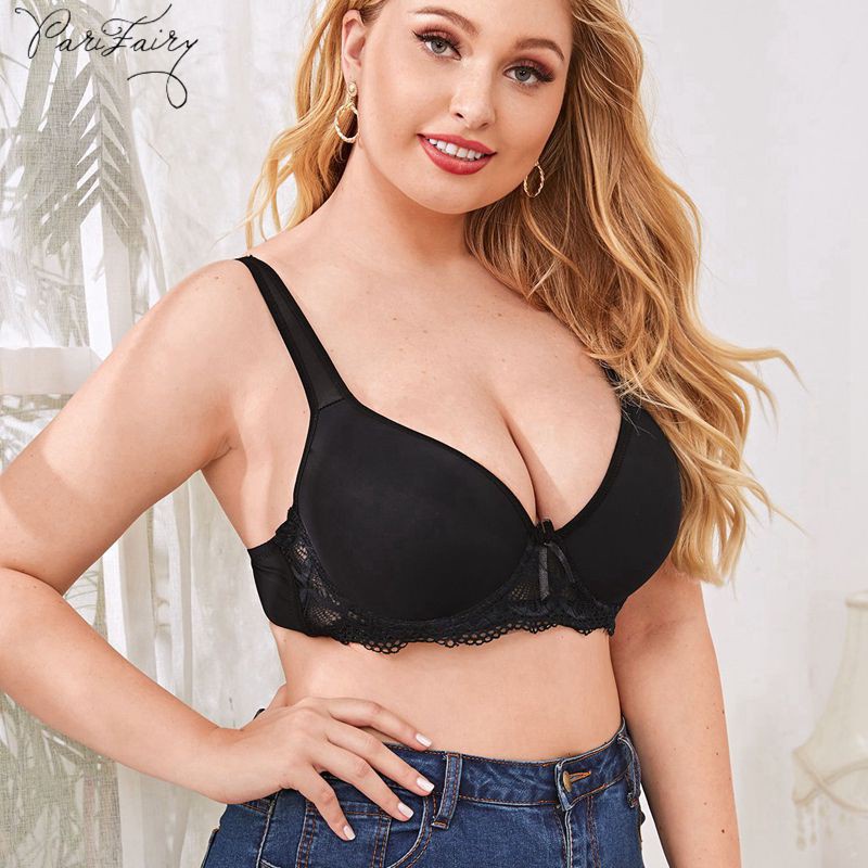 Parifairy Boost D Cup Women Bra Breast Push Up Sexy Lace Trim Underwear Plus 90 95 100 105 110 ...