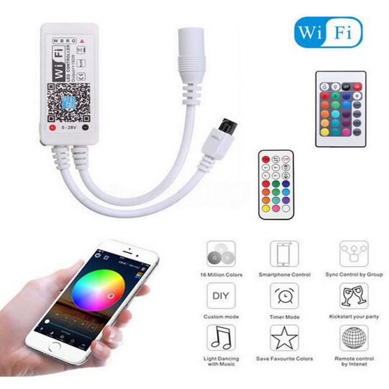 WiFi Wireless LED Smart Controller, Working with Android,iOS System, RGB LED Strip Lights 12V ...