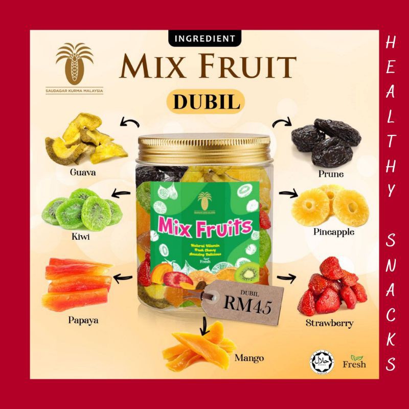 MIX FRUIT DUBIL 400g (Guava,Kiwi,Papaya,Mango,Strawberry,Pineapple ...