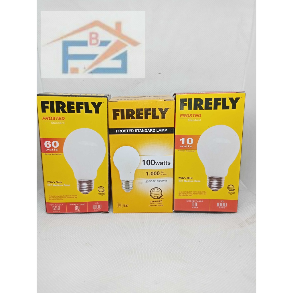FIREFLY Incandescent/Frosted bulb 25w 40w 50w 60w 100w/Rubber Socket ...