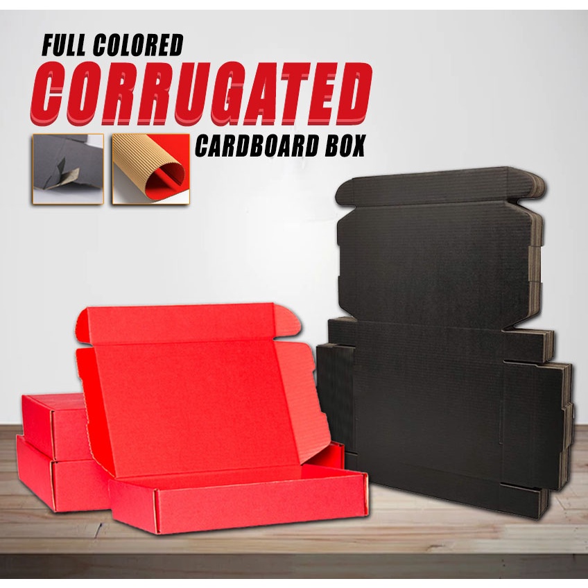 5PCS | RED, BLACK | Full Colored Corrugated Mailer Box Cardboard Gift ...