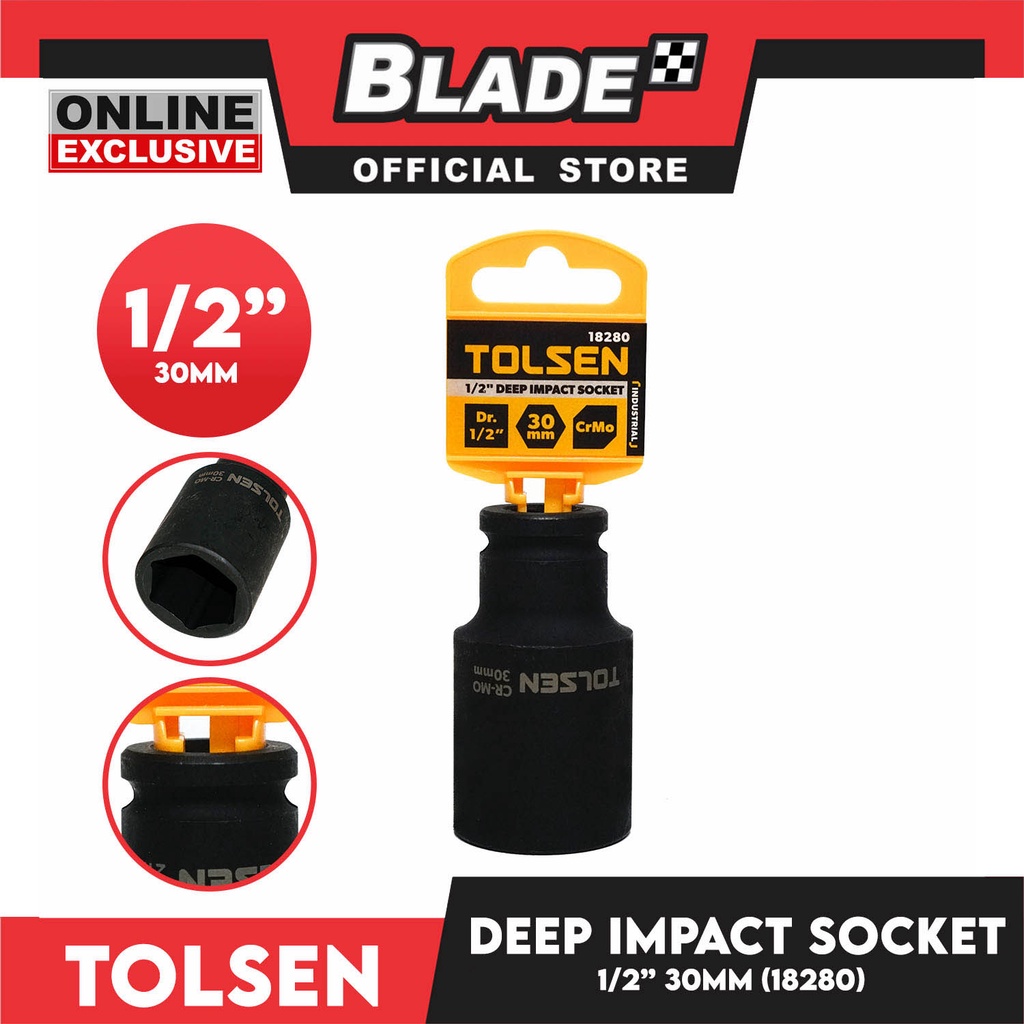 Tolsen 1/2' 30mm' Deep Impact Socket Industrial 18280 | Shopee Philippines
