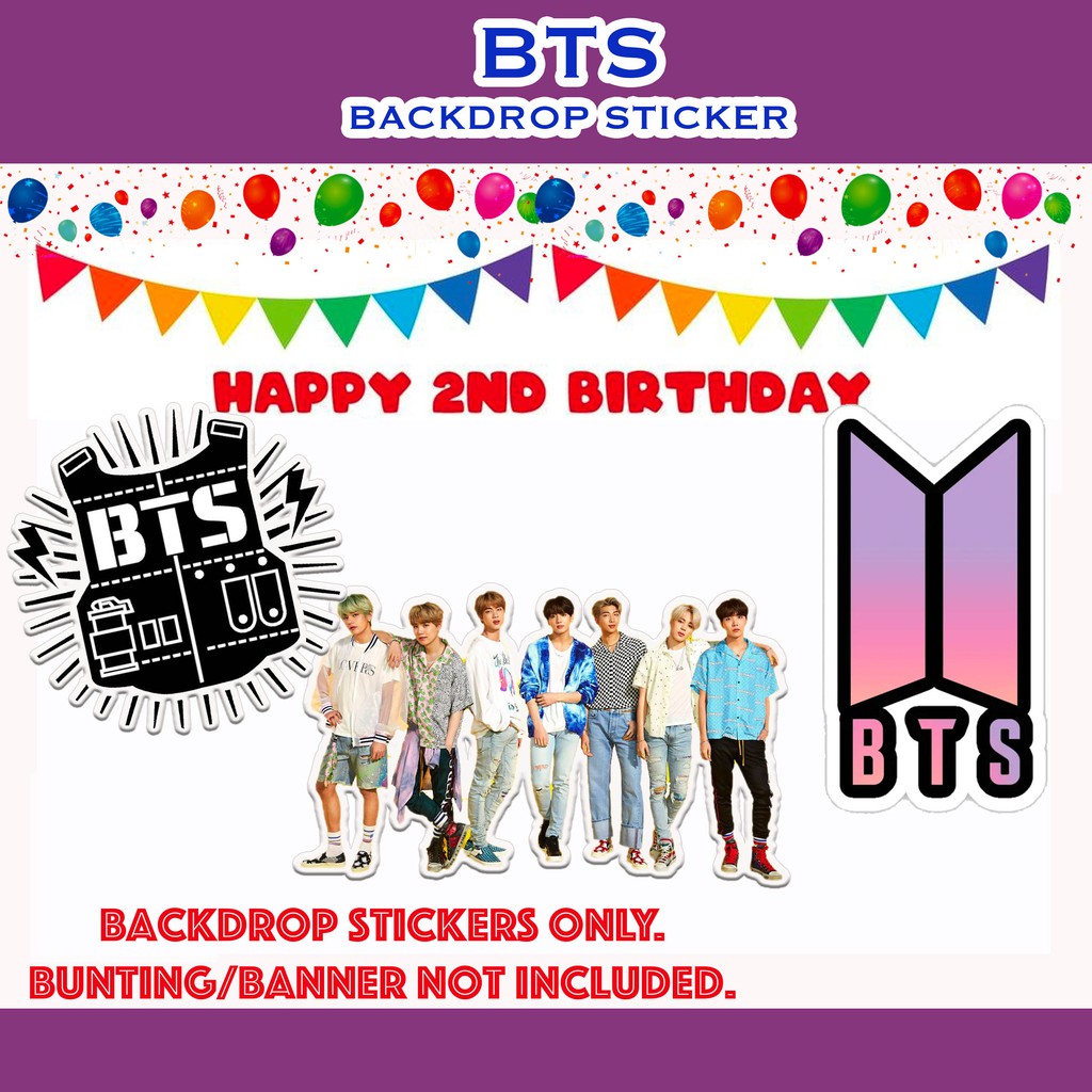 BTS Backdrop Stickers Party Decoration ( 8 X 11 INCHES) | Shopee ...