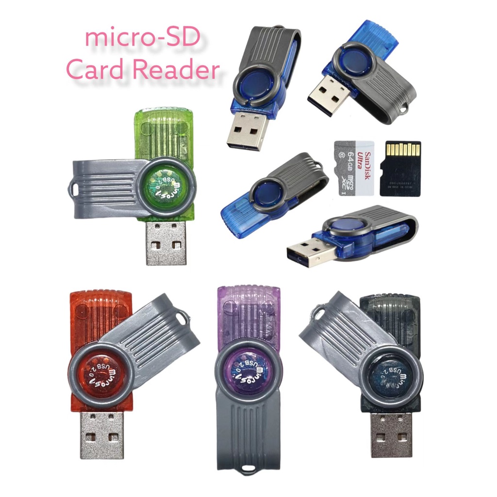 Mini USB 2.0 micro-SD Memory Card Reader High Speed Rotate Adapter USB ...
