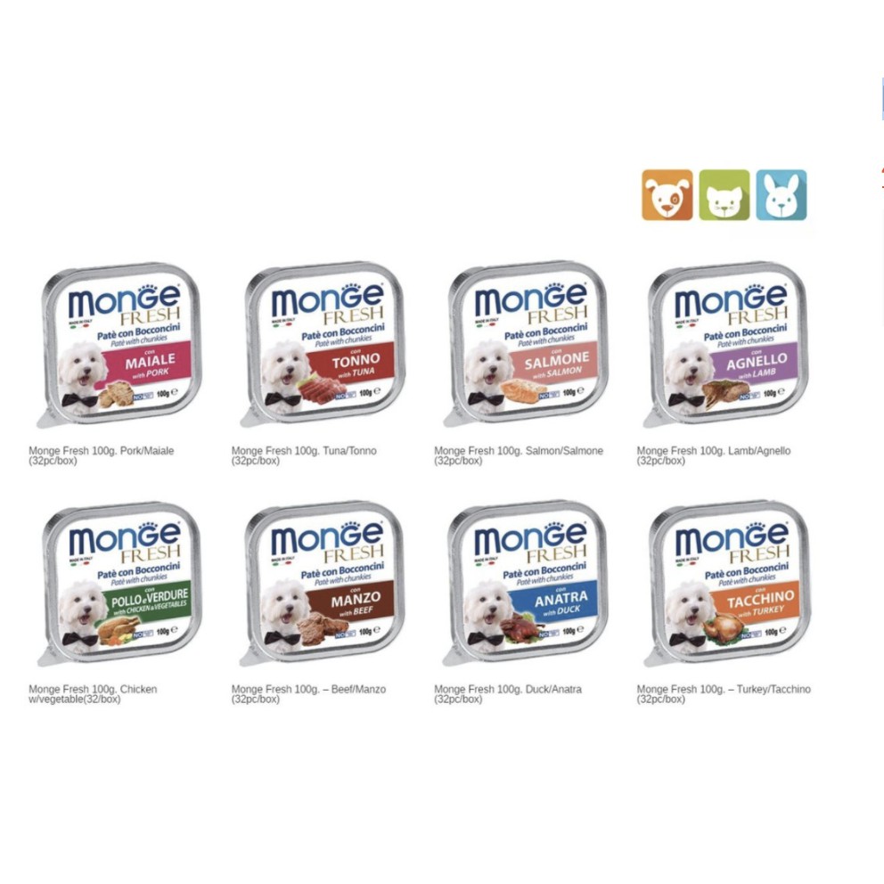 Monge Fresh and Monge Fruit 100g (SET OF 8) RANDOM ASSORTED FLAVORS ...