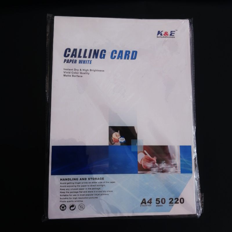 Calling Card Paper/Business Card A4/50sheets/220gsm/White/Double Sided ...