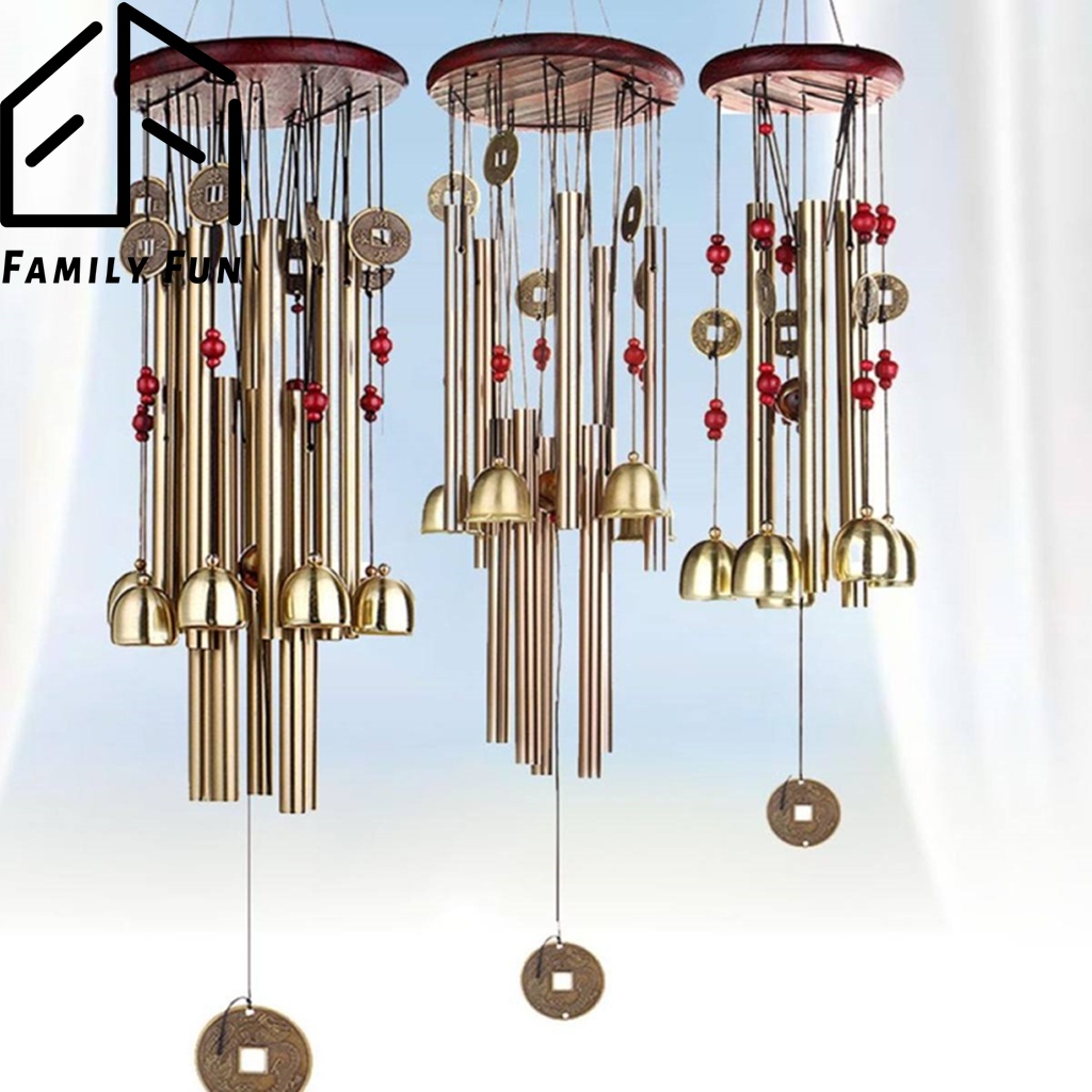 Bronze Big Metal Bells Wind Chime Feng Shui Home Garden Hanging ...