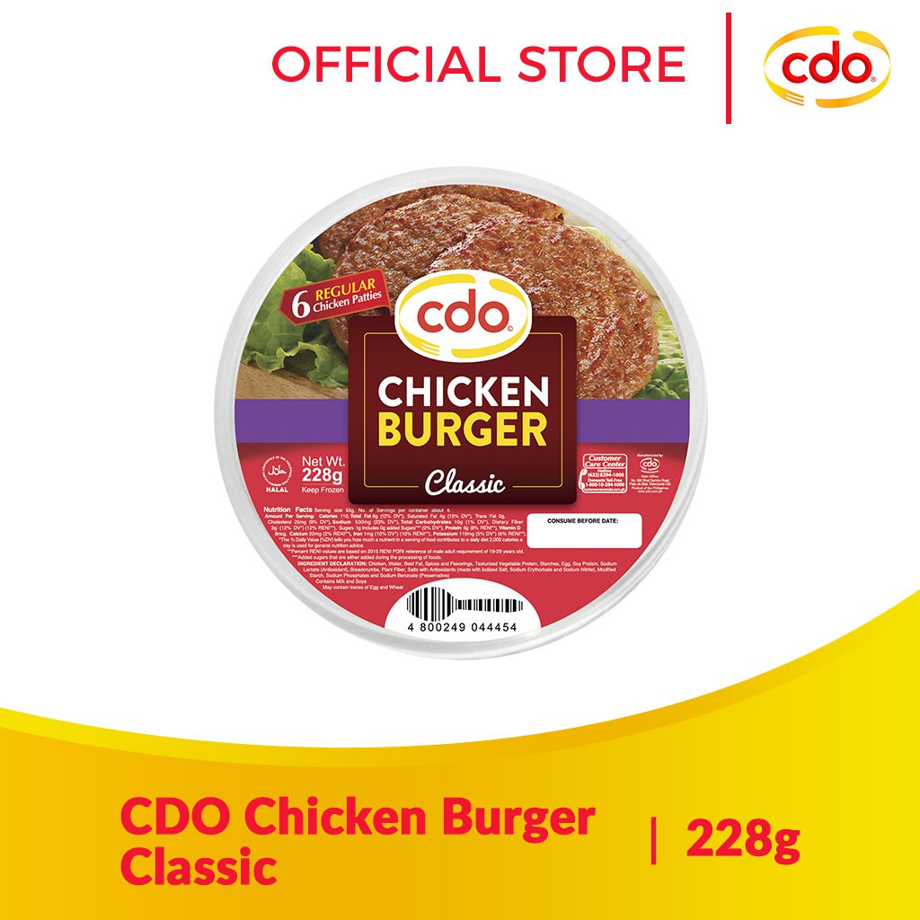 CDO Chicken Burger Classic 228g | Shopee Philippines
