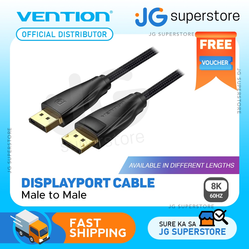Vention Cotton Braided DisplayPort Male to Male Cable DP Gold Plated 8K ...