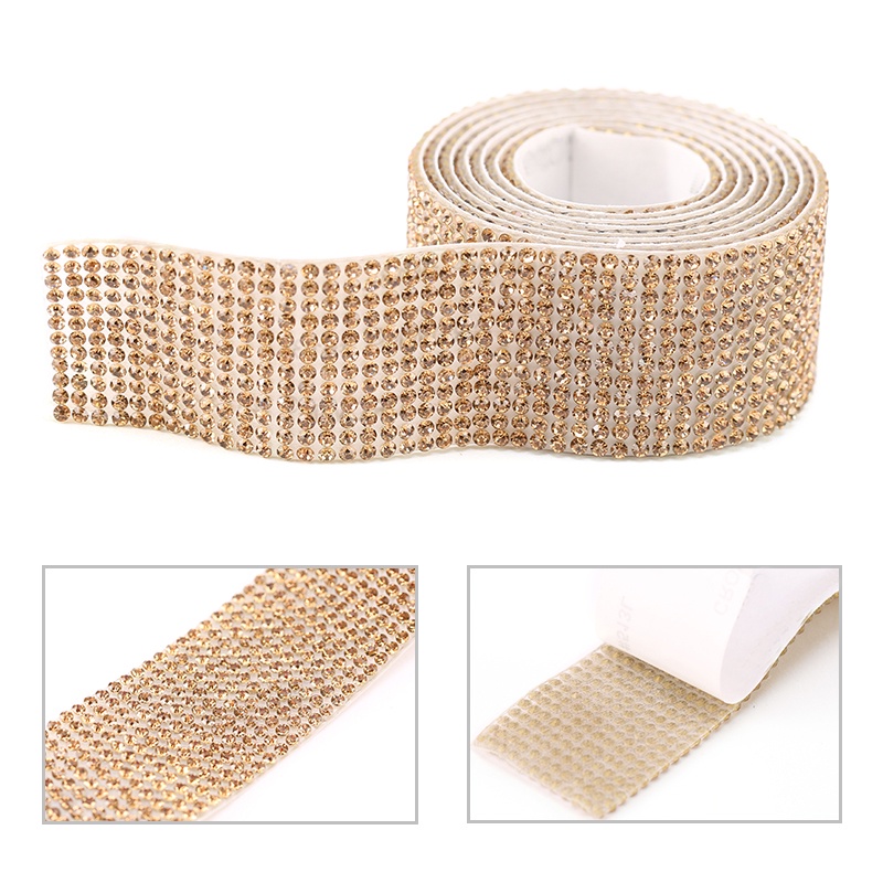 Self-adhesive Rhinestones Trim Glitter Crystal Ribbon Strass Tape Chain ...