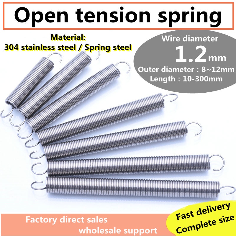 SUS304 Tension spring wire diameter 1.2mm OD10mm length 30-300mm ...