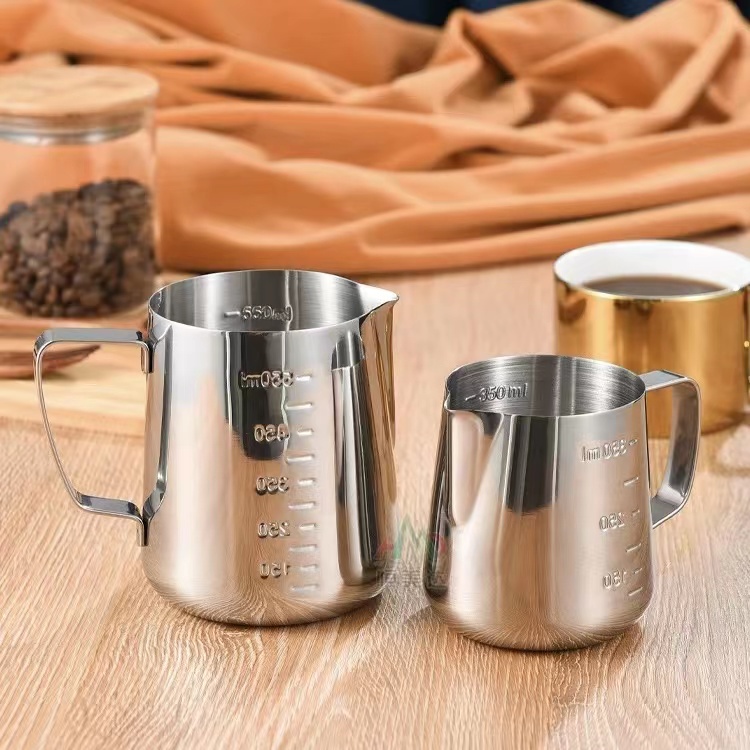 Stainless Steel Milk Frothing Pitcher - 350ml, 600ml & 1000ml with Decorating Pen | Shopee ...
