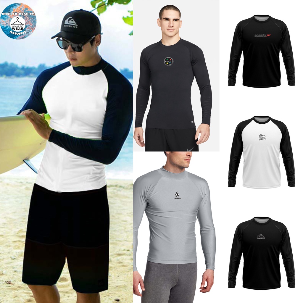 BLACK ADULT RASH GUARD with PRINTS - Good Quality - Men&Women Swimwear ...