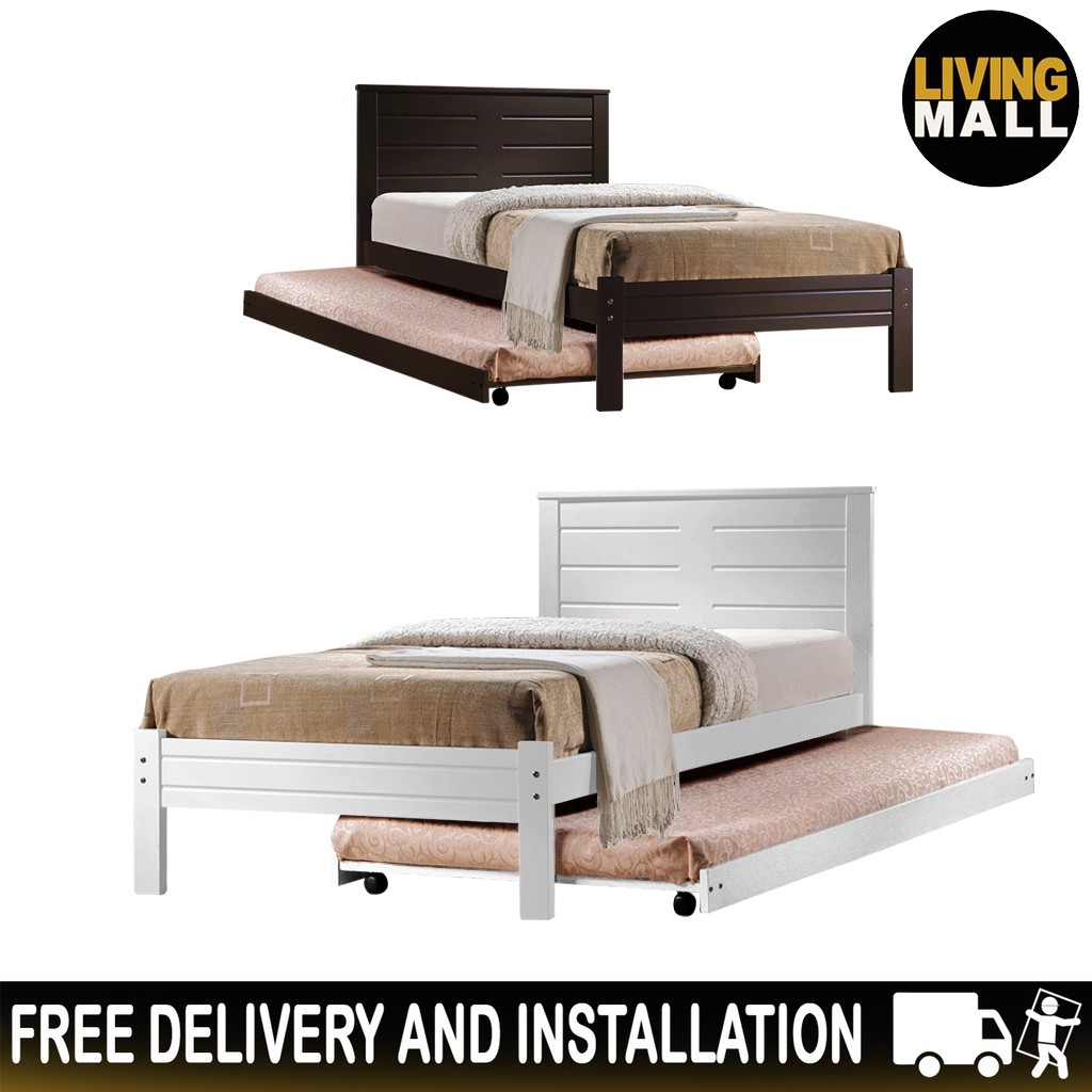 【New product】Living Mall Vivi Single Bed Frame with Pull-Out Bed in 2 ...