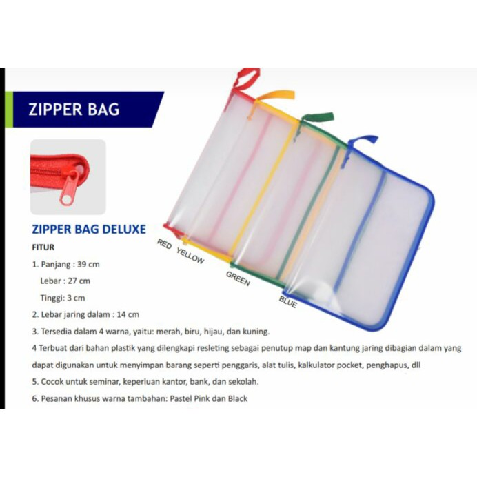Plastic Folder Zipper Net Zipper Bag File F4 souvenir document Bag ...