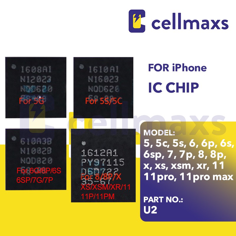 For 5 5S 6 6P 7 8 Plus X XS XR 11 Pro Max U2 USB IC Chip 1608A1 1610A1 ...