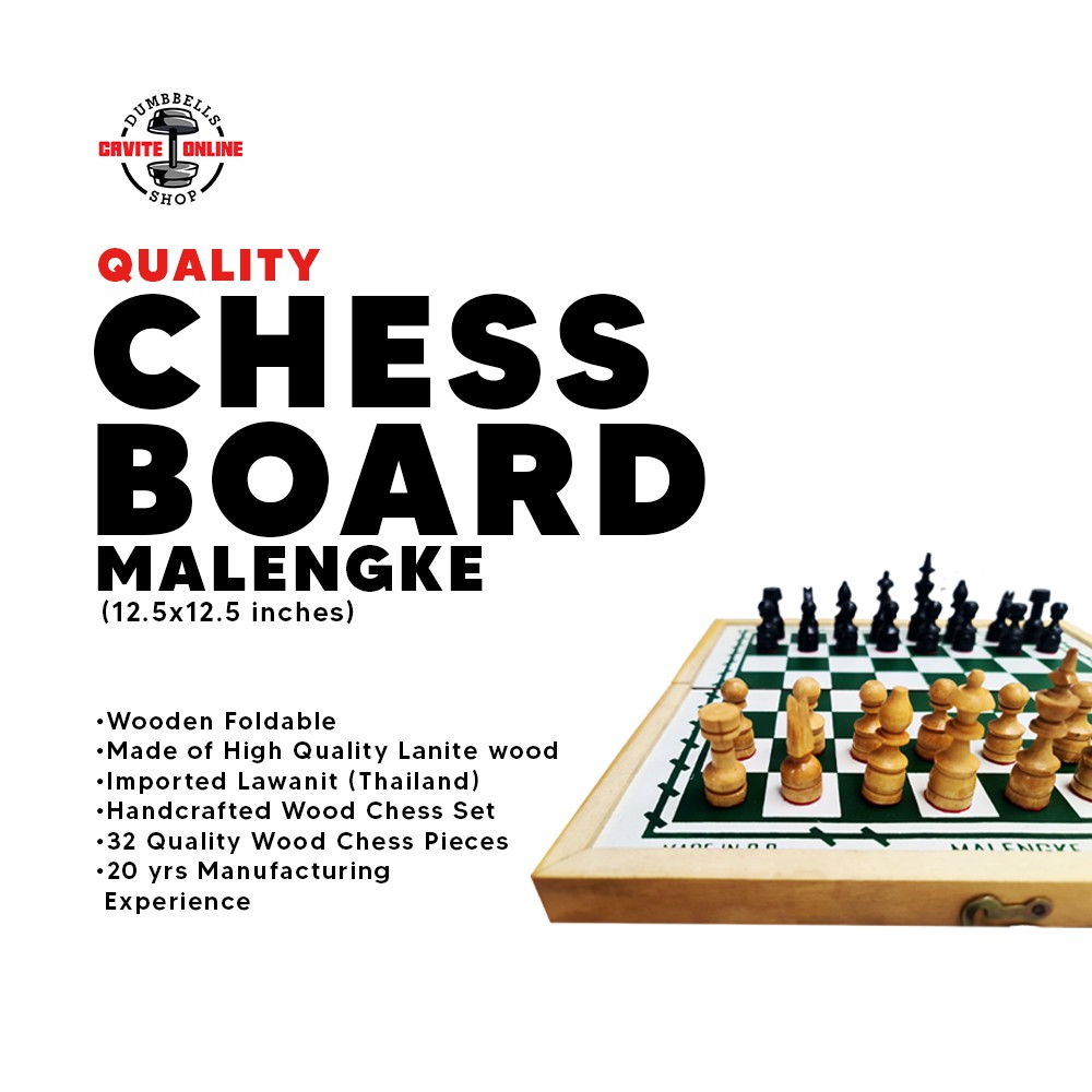 Chess Board Set Malengke Size 12.5 x 12.5 Inch Wooden Foldable Imported ...