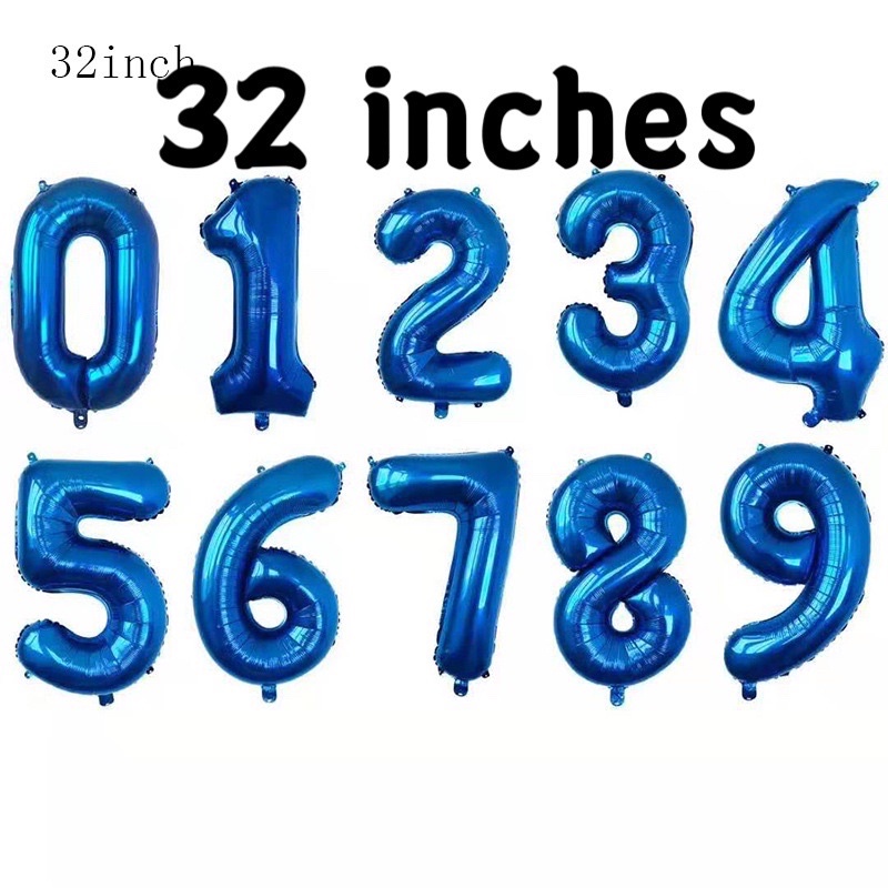 32inches BLUE number balloons wedding decoration happy birthday ...