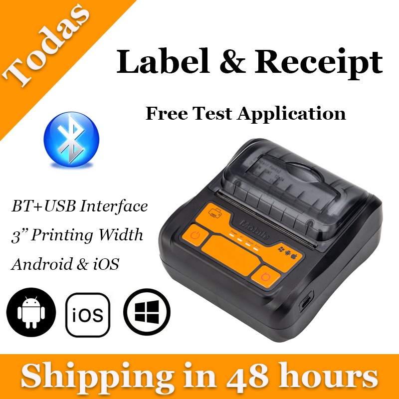 Sticker Thermal Printer 3 Inch Printing Width Compatible Android & iOS ...