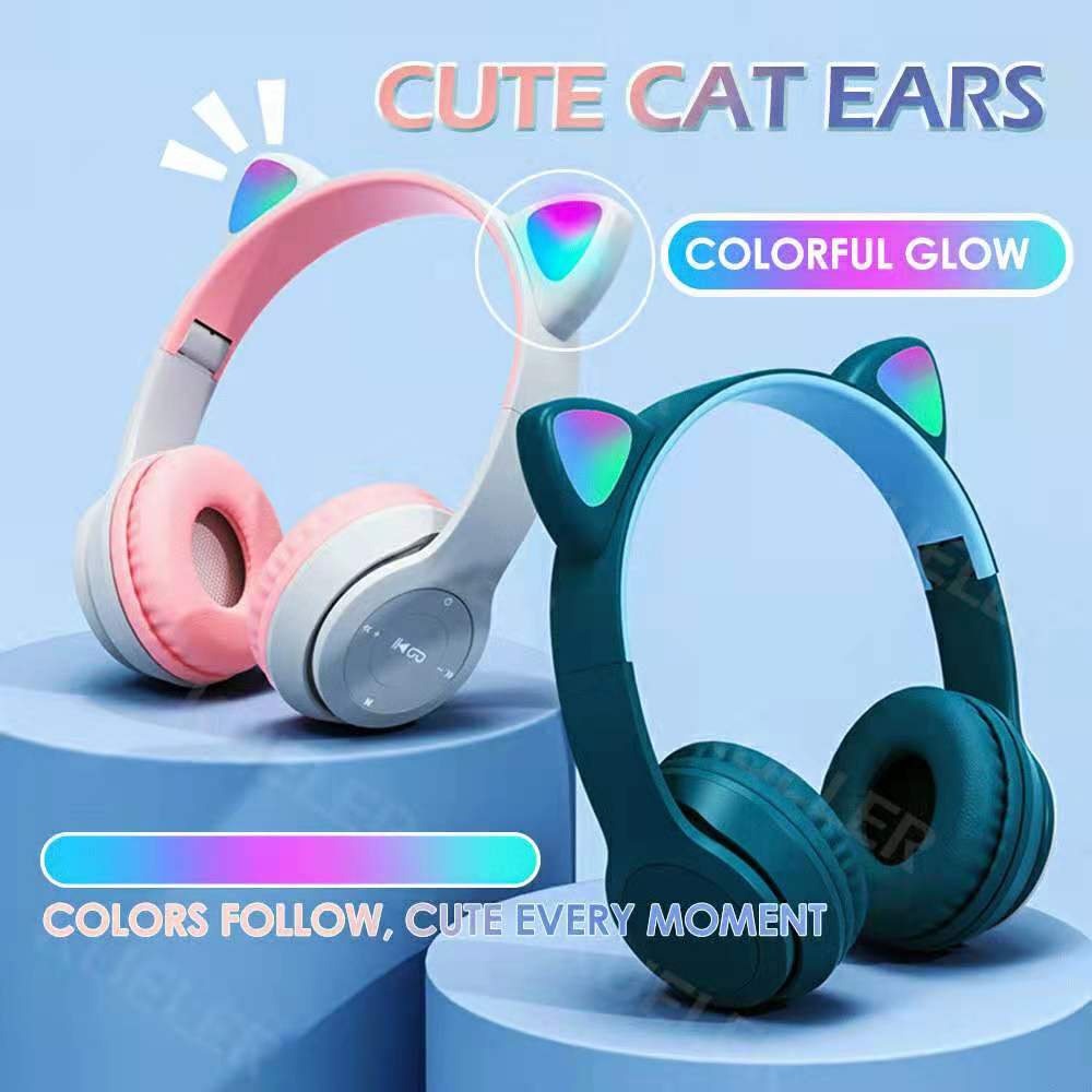 Y47 Wireless Headphones P47m Cat Ear with Mic Bluetooth Headset Cool ...