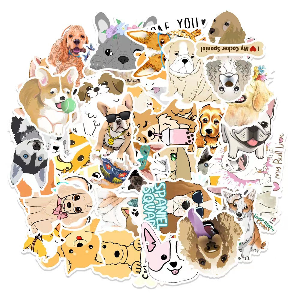 50Pcs/Set Pets Dogs Best Friends Bulldog Shepherd Mixed Stickers DIY ...