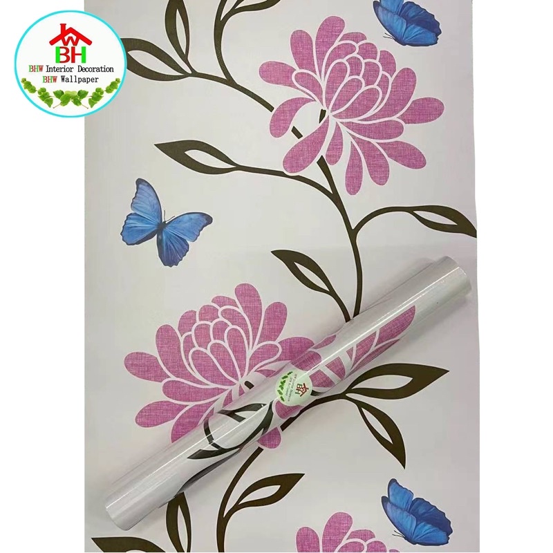 BHW flower Wallpaper PVC Waterproof Self-Adhesive Wall Paper Sticker ...