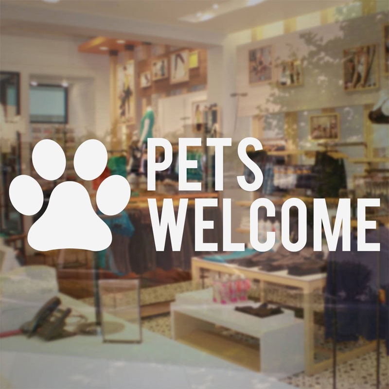 Cute Animal Pets Welcome Footprints Wall Sticker for Pet Shop Beauty ...