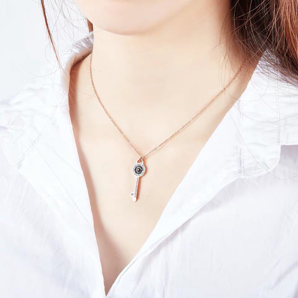 Devil's Eye Key Crystal Necklace / Female Neck Necklace Does Not Rust ...