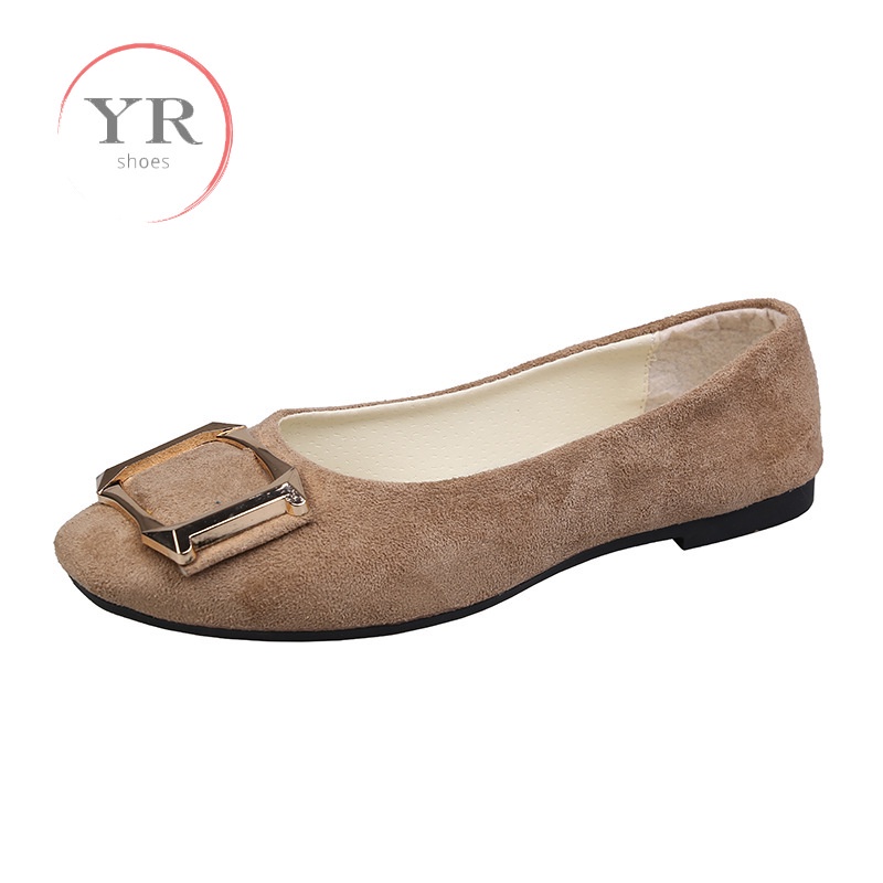 Plus Size 35 43 Women Suede Slip On Lofers Shoes Office Casual Buckle Flats Shoes Shopee