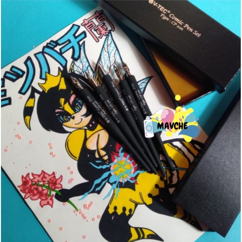 V-tec COMIC MANGA DRAWING PEN GIFT SET CP 206/ COMIC DRAWING Dip PEN ...