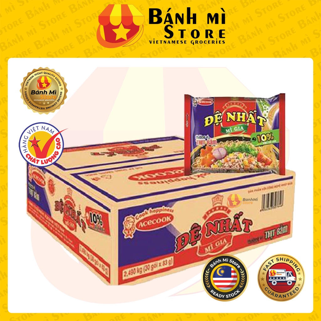ACECOOK DE NHAT MI GIA VIETNAM INSTANT NOODLES PORK FLAVOUR 83g (1 BOX ...
