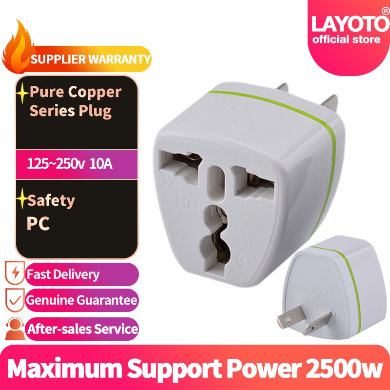 LAYOTO Universal Socket Adapter 10A 250V Universal Power Travel Plug ...