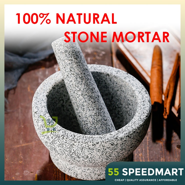 55SPEEDMART HIGH QUALITY 100% NATURAL STONE MORTAR AND PESTLE LESUNG ...