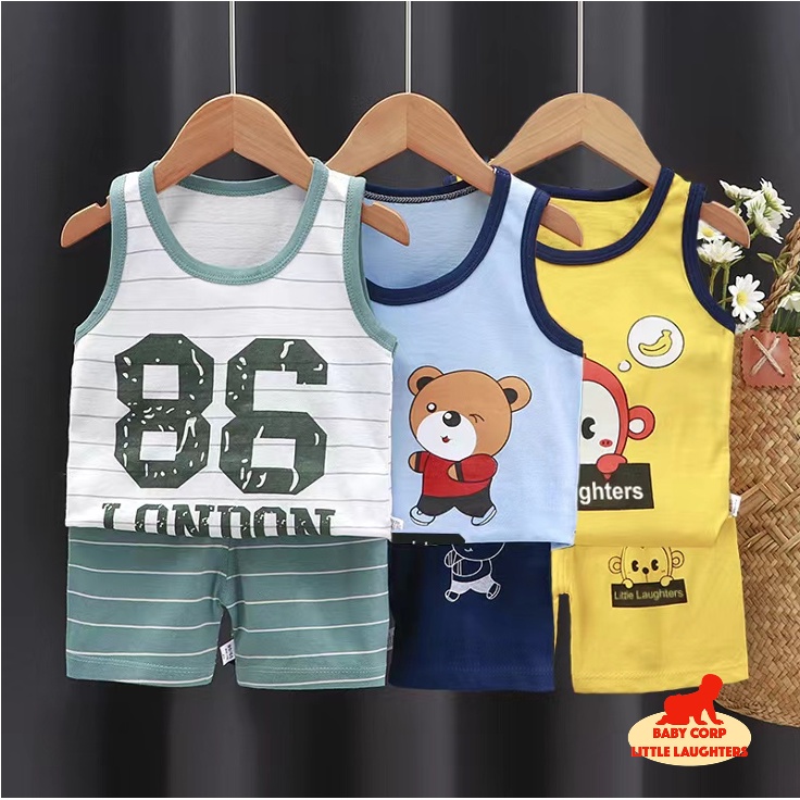 (0-4Y) Boy Clothes Corp Terno for Kids Boys Fashion Sando Shorts Set ...