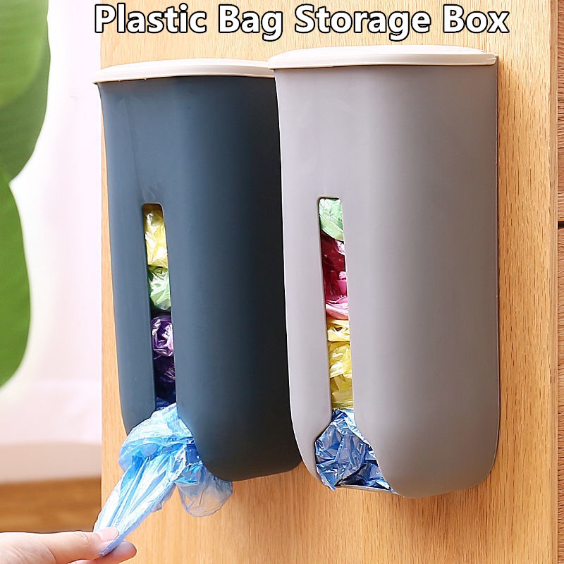Kitchen Plastic Bag Dispenser Wall Mounted Garbage Trash Bags Organizer ...