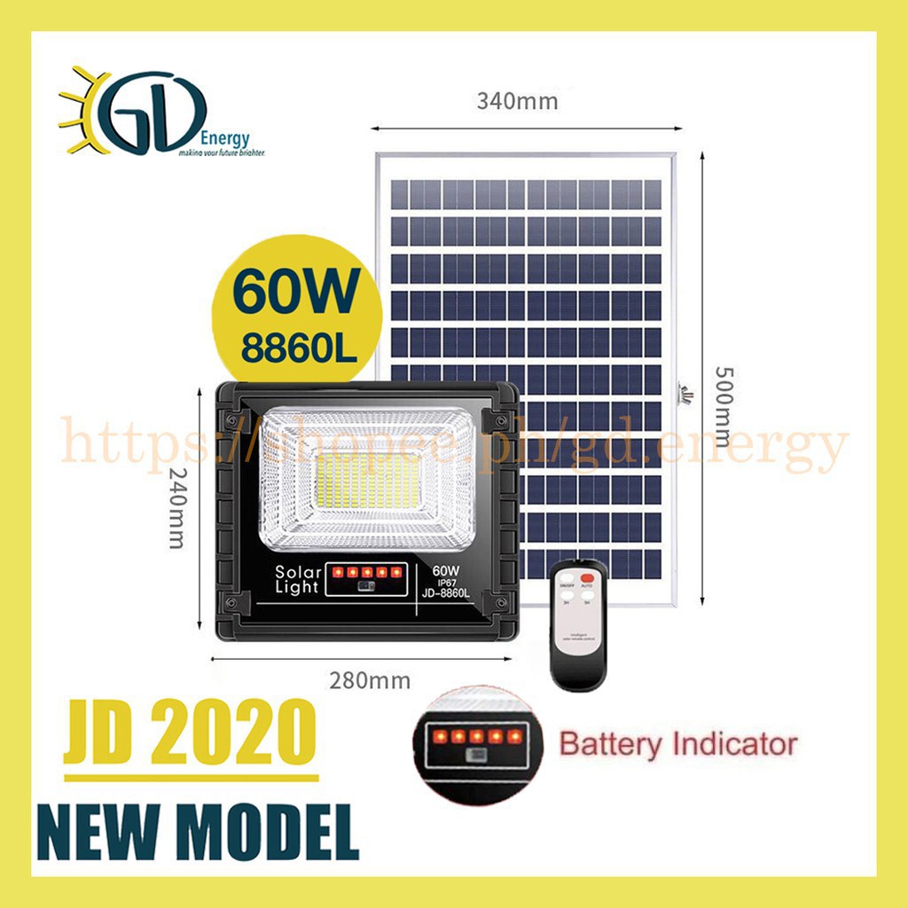 60W JD 8860L Solar Floodlight Solar LED light Waterproof with Remote JD ...