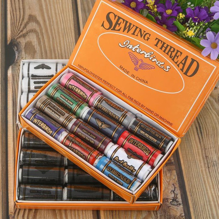 12pcs Dozen Assorted Colors Polyester Sewing thread sinulid for sewing ...