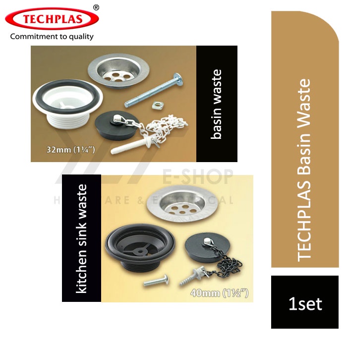 32mm 40mm Basin Waste with Plug and Plastic Chain 1 1/4" - 32mm , 1 1/2 ...