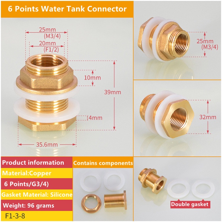 [Bellamy] Solid Brass Water Tank Connector Fittings Leak-proof M1/2 ...