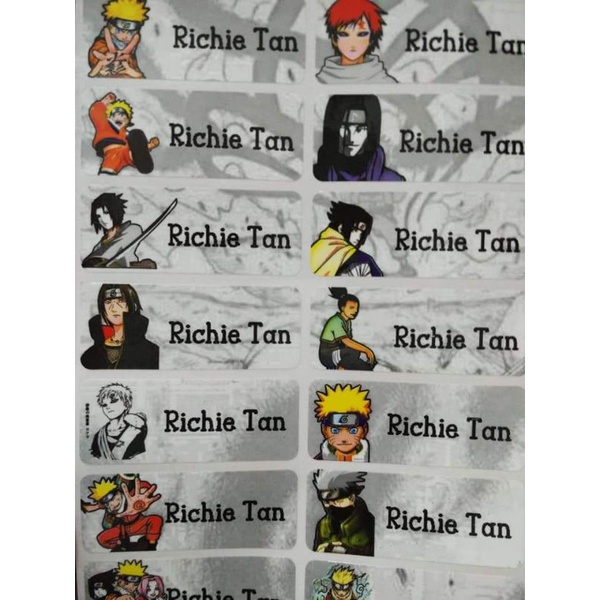 Naruto Sticker Waterproof Name Label Waterproof with boy motif Anime ...