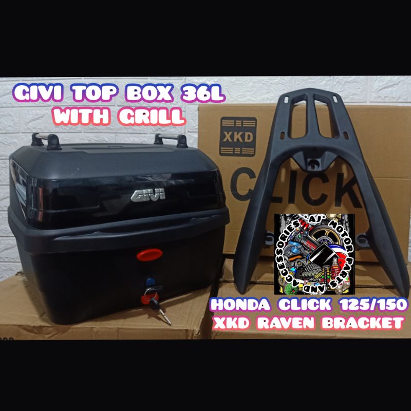 FOR HONDA CLICK 125/150 V1-V2-V3 SET GIVI TOP BOX36L AND RAVEN BRACKET ...