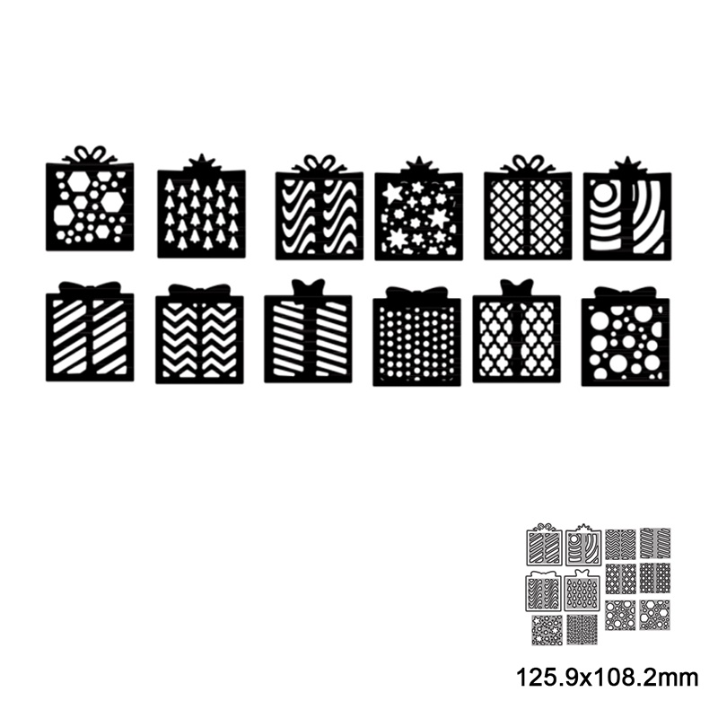 12pcs Gift Box Metal Cutting Dies Scrapbooking Craft Dies For Stencils ...