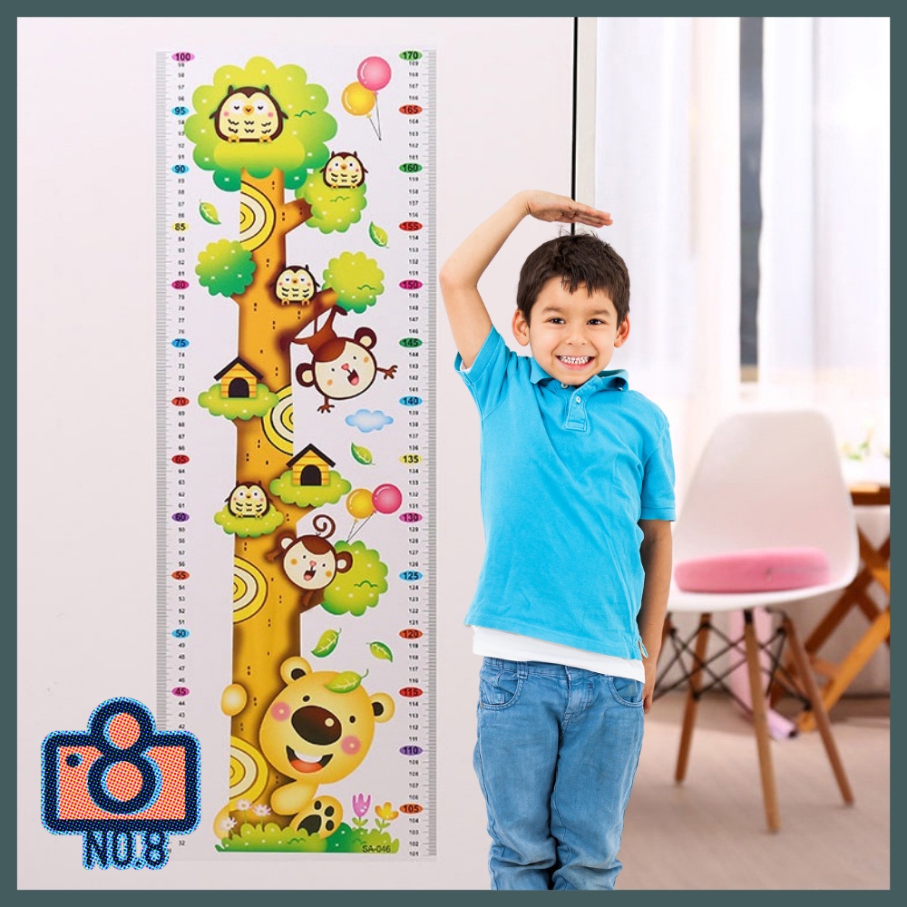 No.8 Height Measurement Wall. Cute Cartoon animal Giraffe monkey ...