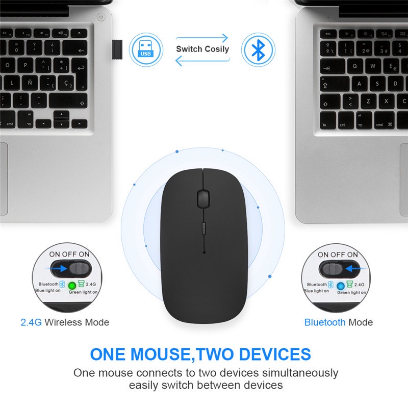 Bluetooth 5.0 Wireless Mouse Rechargeable Adjustable Mice Ultra-Thin ...