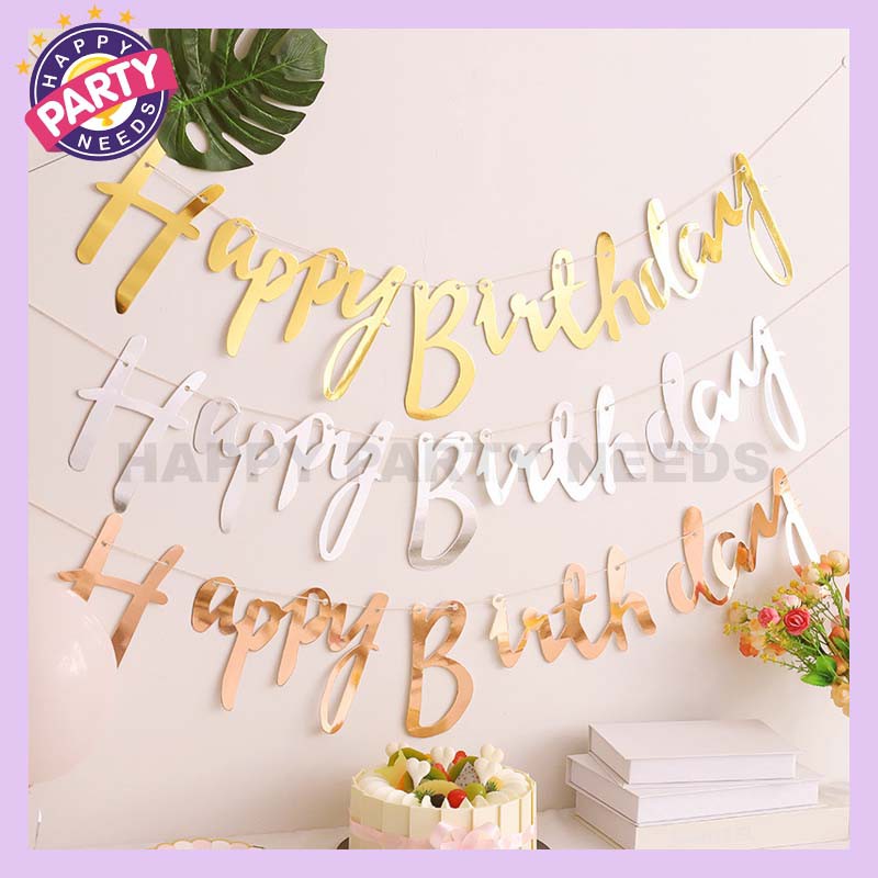 Happy Birthday Bunting Script Cursive Banner Birthday Banner Script ...