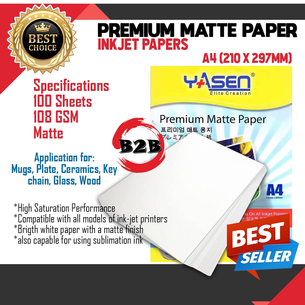 Yasen Premium Matte paper for flyers / photo insert paper / button pins ...