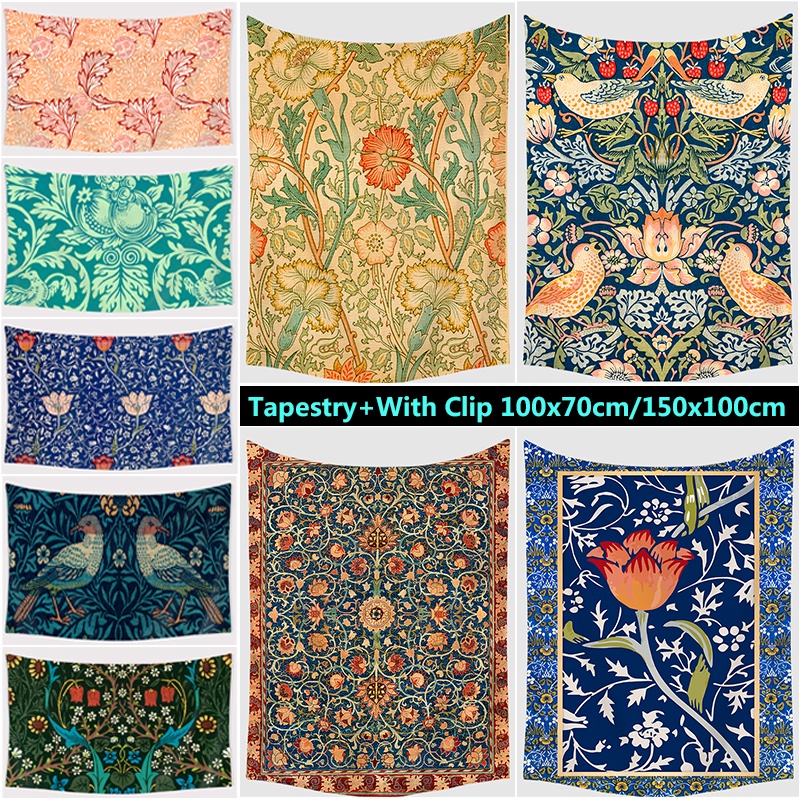 Tapestry with Clips Vintage William Morris Art Forest Floral Wall ...