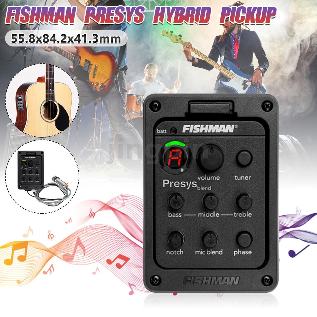 【Local Stock】FISHMAN Guitar Tuner Pick-Up Presys Blend 301 Folk Acoustic Guitar Pickups Mic Beat ...