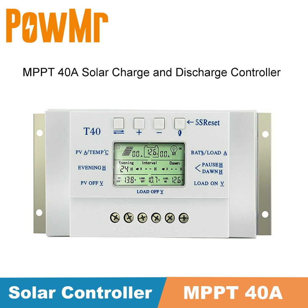 MPPT 40A Solar Charge and Discharge Controller 12V 24V LCD USB ...